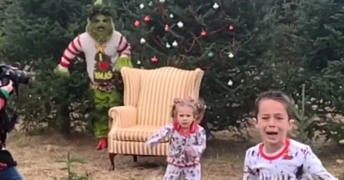 Grinch Hiding In The Trees Terrifies Children Taking Their Annual ...